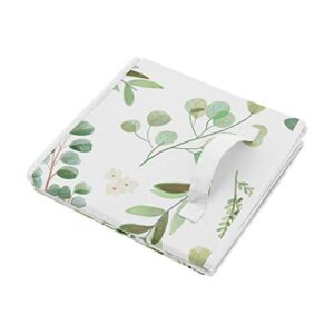 Sweet Jojo Designs Floral Leaf Foldable Fabric Storage Cube Bins Boxes Organizer Toys Kids Baby Childrens - Set of 2 - Green and White Boho Watercolor Botanical Woodland Tropical Garden