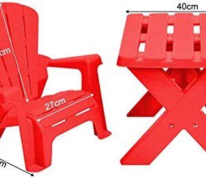 HAPPYGRILL Toddler Table Chairs Set Children Plastic Furniture Set Chair Table for Patio Garden