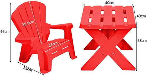 HAPPYGRILL Toddler Table Chairs Set Children Plastic Furniture Set Chair Table for Patio Garden