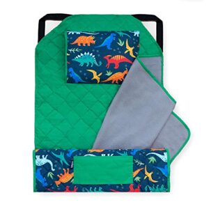 wildkin kids modern nap mat with reusable pillow for boys & girls, perfect for elementary sleeping mat, features elastic corner straps, soft cotton blend materials nap mat for kids(jurassic dinosaurs)