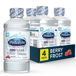 pedialyte electrolyte water with zero sugar, hydration with 3 key electrolytes & zinc for immune support, berry frost, 1 liter, 4 count