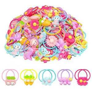 hair ties for toddler girls, ammy 50 pcs girl hair accessories elastic hair bands ponytail holders for baby toddler girl kids children