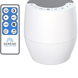 Serene Evolution White Noise Machine for Adults Sleeping & Baby - White Noise Machine for Office Privacy & Noise Canceling - Ocean Sound Machine for Sleeping - Includes Fan, Ocean, Rain, Nature Sounds