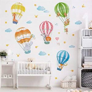 decalmile animals in hot air balloons wall decals elephant giraffe monkey wall stickers baby nursery kids bedroom playroom wall decor