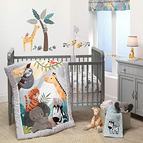 Bedtime Originals Mighty Jungle Fitted Crib Sheet, Multicolor (283006B) , 52x28 Inch (Pack of 1)