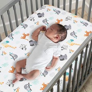 Bedtime Originals Mighty Jungle Fitted Crib Sheet, Multicolor (283006B) , 52x28 Inch (Pack of 1)