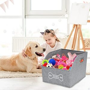 Brabtod Foldable Storage Bin - Rectangle Storage Basket with Handle, Organizer Bin for Pet Toys, Diaper, Shelves, Closet -Gray