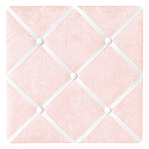 Sweet Jojo Designs Pink Fabric Memory Memo Photo Bulletin Board - Solid Light Blush Crinkle Crushed Velvet Luxurious Elegant Princess Boho Shabby Chic Luxury Glam High End Boutique for Lace Collection