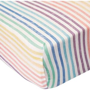 HonestBaby Organic Cotton Fitted Crib Sheet, Rainbow Stripe, One Size