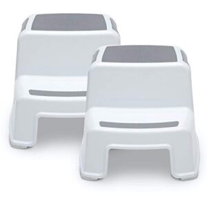 delta children toddler step stool for boys & girls - 2 pack - ideal for potty training, bathroom, kitchen or bedroom, white/grey