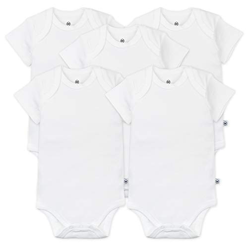 HonestBaby unisex baby Organic Cotton Short Sleeve Bodysuits Multi Pack and Toddler T Shirt Set, 5 Pack Bright White, 0-3 Months US