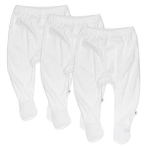 honestbaby unisex baby 3-pack organic cotton footed harem pants, bright white, newborn us