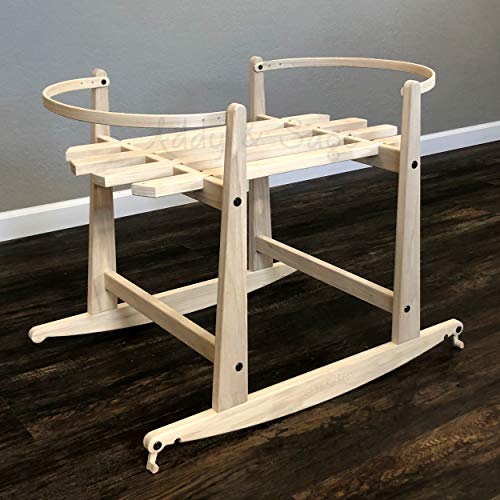 2 in 1 Natural Rocking Stand for Tadpoles Moses Baskets - with Brakes (Read All Product Details)