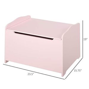 Qaba Kids Toy Chest Wooden Toy Storage Organizer Chest Box with Magnetic Hinge, Large Storage Space, & Groove Handle, Pink