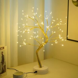 20" Desktop Bonsai Tree Light DIY Artificial Tree 108 Lighting for Indoor Wedding Gifts with Battery and USB Power