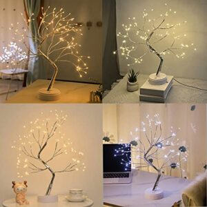 20" Desktop Bonsai Tree Light DIY Artificial Tree 108 Lighting for Indoor Wedding Gifts with Battery and USB Power