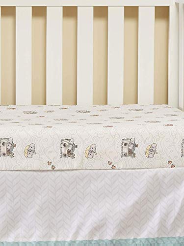 EVERYDAY KIDS Precious Moments Noah’s Ark 4 Pc Crib Bedding for Boys Nursery Set Includes Baby Bed Quilt, Fitted Sheet, Dust Ruffle and Diaper Stacker with Sweet Images of Elephants and Giraffes