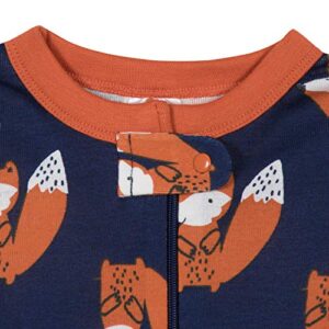 Gerber Baby Boys' 2-Pack Footed Pajamas, Fox Grey, 12 Months