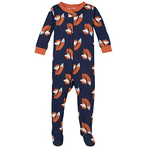 Gerber Baby Boys' 2-Pack Footed Pajamas, Fox Grey, 12 Months