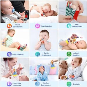 8 PCS Baby Rattle Toy Set, Wrist Rattles Foot Finder Rattle Sock, Arm Hand Bracelet Rattle, Feet Leg Ankle Socks,Present Gift for Newborn Infant Babies Boy Girl (8 pcs-A)