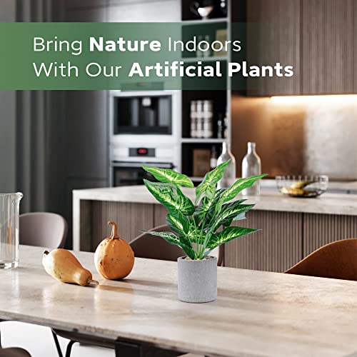 JC nateva 16" Small Fake Plants Artificial Potted Faux Plants for Office Desk Shelf Bathroom Home Decor