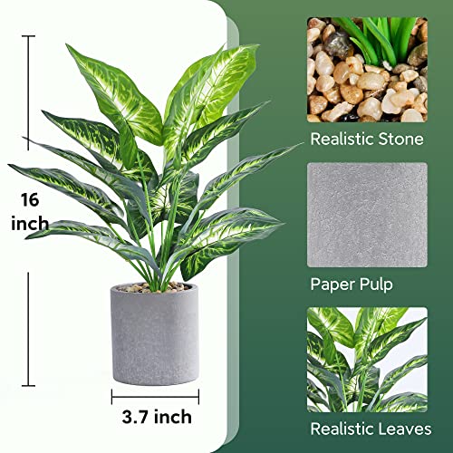 JC nateva 16" Small Fake Plants Artificial Potted Faux Plants for Office Desk Shelf Bathroom Home Decor