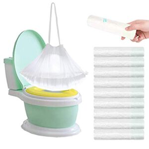 100 pack potty chair liners with drawstring,toilet seat potty bags cleaning bag for kids toddlers,baby training seat