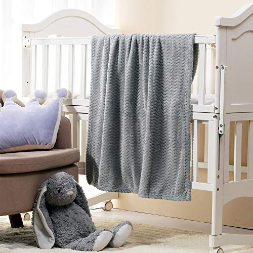 CREVENT 30''X40'' Soft Cozy Warm Baby Blankets for Boys Girls Solid Color - All Season Use - Newborn Essentials (Wave Grey)