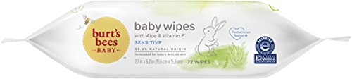 Burt's Bees Baby Wipes, Unscented Towelettes for Sensitive Skin, Hypoallergenic & Non-Irritating, All Natural with Soothing Aloe & Vitamin E, Fragrance Free, 72 count ( Pack of 10)