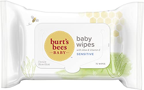 Burt's Bees Baby Wipes, Unscented Towelettes for Sensitive Skin, Hypoallergenic & Non-Irritating, All Natural with Soothing Aloe & Vitamin E, Fragrance Free, 72 count ( Pack of 10)