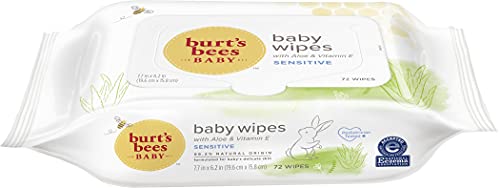 Burt's Bees Baby Wipes, Unscented Towelettes for Sensitive Skin, Hypoallergenic & Non-Irritating, All Natural with Soothing Aloe & Vitamin E, Fragrance Free, 72 count ( Pack of 10)