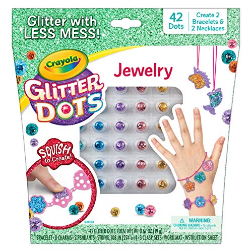 Crayola Glitter Dots Jewelry Making Kit, DIY Charm Bracelets & Necklaces, Gift for Girls and Boys, Ages 5, 6, 7, 8, Multi