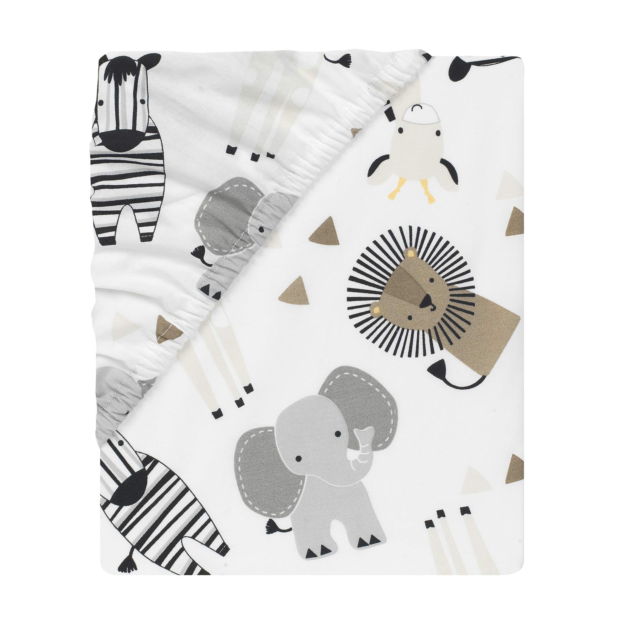 Lambs & Ivy Jungle Safari Elephant 3-Piece Mini Crib Bedding Set - Gray/White