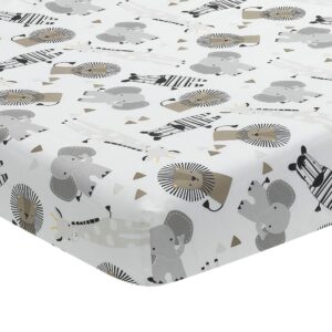 Lambs & Ivy Jungle Safari Elephant 3-Piece Mini Crib Bedding Set - Gray/White