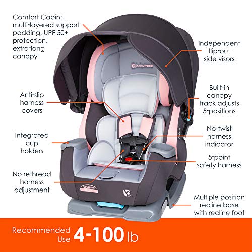 Baby Trend Cover Me 4 in 1 Convertible Car Seat, Quartz Pink