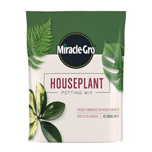 miracle-gro houseplant potting mix: fertilized, perlite soil for indoor gardening, designed to be less prone to gnats, 4 qt.