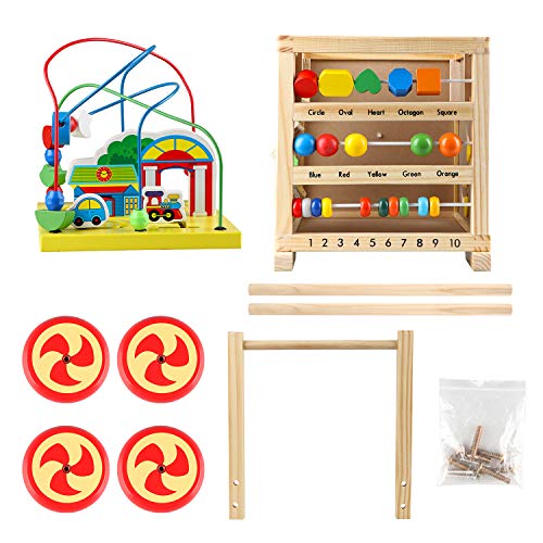 Gemileo Wooden Activity Cube Center Toys with Bead Maze Clocks Shape Sorter Abacus 6 in 1 Learning Educational Toys Birthday Gifts for Toddlers Kid12 Month 1st Girls Boys