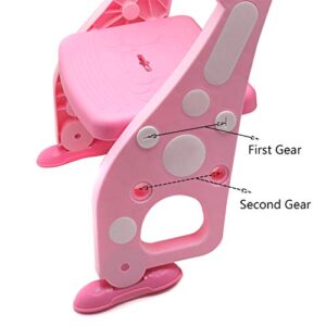 HTTMT- Giraffe Potty Training Toilet Ladder Seat With Upgraded Cushion Step Stool Ladder Toilet Chair/Toilet Trainer for Baby Toddler Kids Children In Pink [P/N: ET-BABY001-PINK STEP]