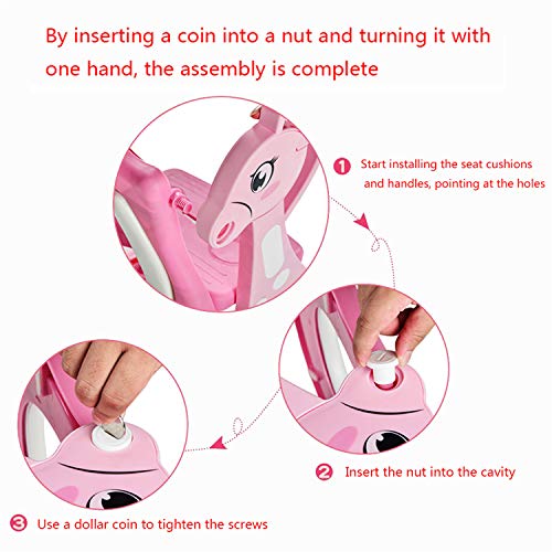 HTTMT- Giraffe Potty Training Toilet Ladder Seat With Upgraded Cushion Step Stool Ladder Toilet Chair/Toilet Trainer for Baby Toddler Kids Children In Pink [P/N: ET-BABY001-PINK STEP]