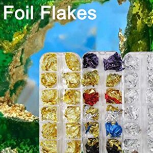 LuckForever 4 Boxes Gold Silver Nail Foil Flakes Mixed Color Aluminum Foil Leaf Paper Supplies Accessories for Art Crafts, Resin, Gilding, Painting, Nail Art DIY