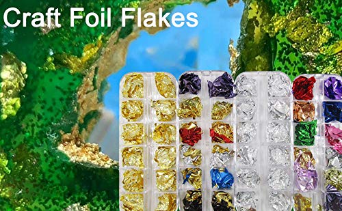 LuckForever 4 Boxes Gold Silver Nail Foil Flakes Mixed Color Aluminum Foil Leaf Paper Supplies Accessories for Art Crafts, Resin, Gilding, Painting, Nail Art DIY