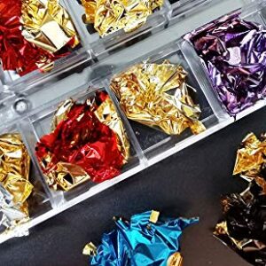 LuckForever 4 Boxes Gold Silver Nail Foil Flakes Mixed Color Aluminum Foil Leaf Paper Supplies Accessories for Art Crafts, Resin, Gilding, Painting, Nail Art DIY