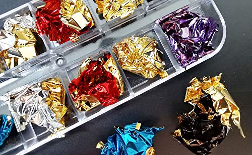 LuckForever 4 Boxes Gold Silver Nail Foil Flakes Mixed Color Aluminum Foil Leaf Paper Supplies Accessories for Art Crafts, Resin, Gilding, Painting, Nail Art DIY