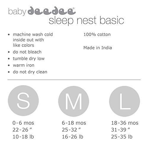 baby deedee Cotton Sleep Nest Basic Sleeping Sack, Baby Sleeping Bag Wearable Blanket, Infants and Toddlers, Calming Gray, Large (18-36 Months)