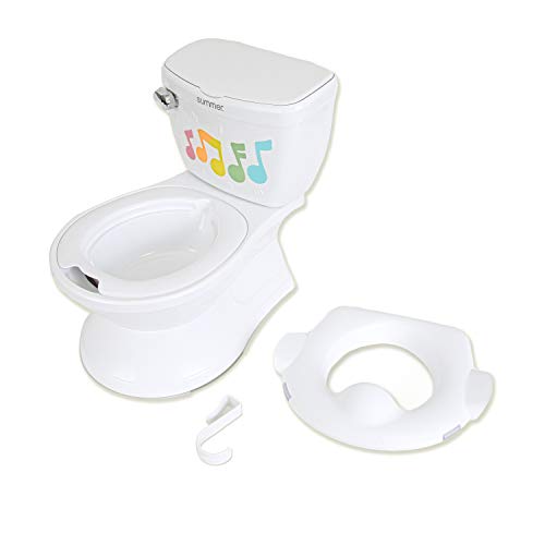 Summer My Size Potty Lights and Songs Transitions, White – Realistic Potty Training Toilet with Interactive Handle that Plays Music for Kids, Removable Potty Topper/Pot, Wipe Compartment, Splash Guard