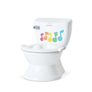 summer my size potty lights and songs transitions, white – realistic potty training toilet with interactive handle that plays music for kids, removable potty topper/pot, wipe compartment, splash guard