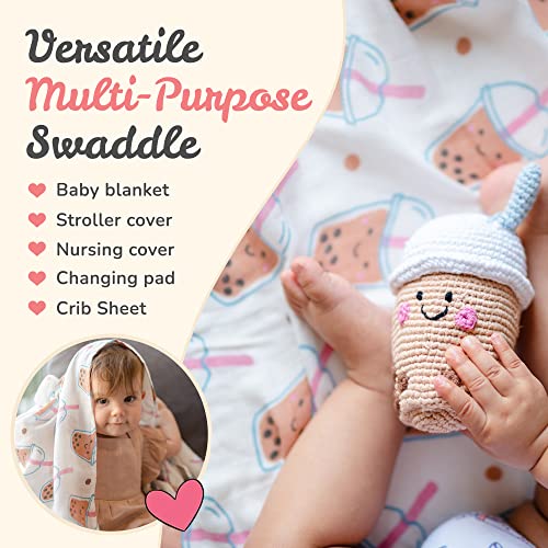 The Wee Bean Baby Swaddle Blanket, Organic Cotton and Bamboo Muslin Blanket, Soft, Breathable, & Multipurpose Baby Blankets for Boys & Girls, Japan Sushi Design, 47 x 47 Inches