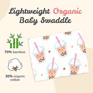 The Wee Bean Baby Swaddle Blanket, Organic Cotton and Bamboo Muslin Blanket, Soft, Breathable, & Multipurpose Baby Blankets for Boys & Girls, Japan Sushi Design, 47 x 47 Inches