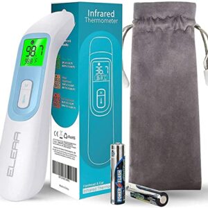 Ear Thermometer for Baby, ELERA Infrared Thermometer with Automatic Switching Mode of Ear & Forehead, 1s Measurement, 4 Color Backlight Display with Fever Indicator