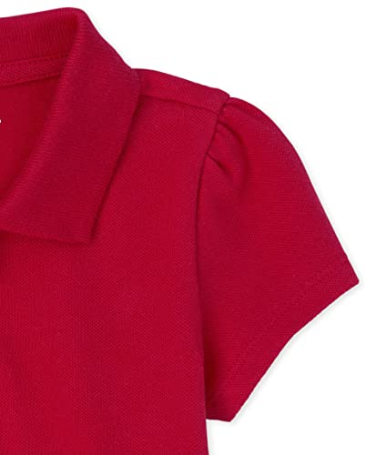 The Children's Place Baby Girls and Toddler Girls Short Sleeve Pique Polo, Ruby, 5T